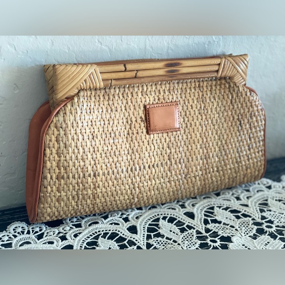 Bags | Vintage Barbara Bolan Vintage Oversized Rattan And Leather ...